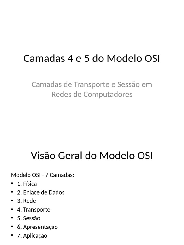 Camadas 4 e 5 Modelo OSI | PDF | Modelo OSI | Protocolo de controle de ...