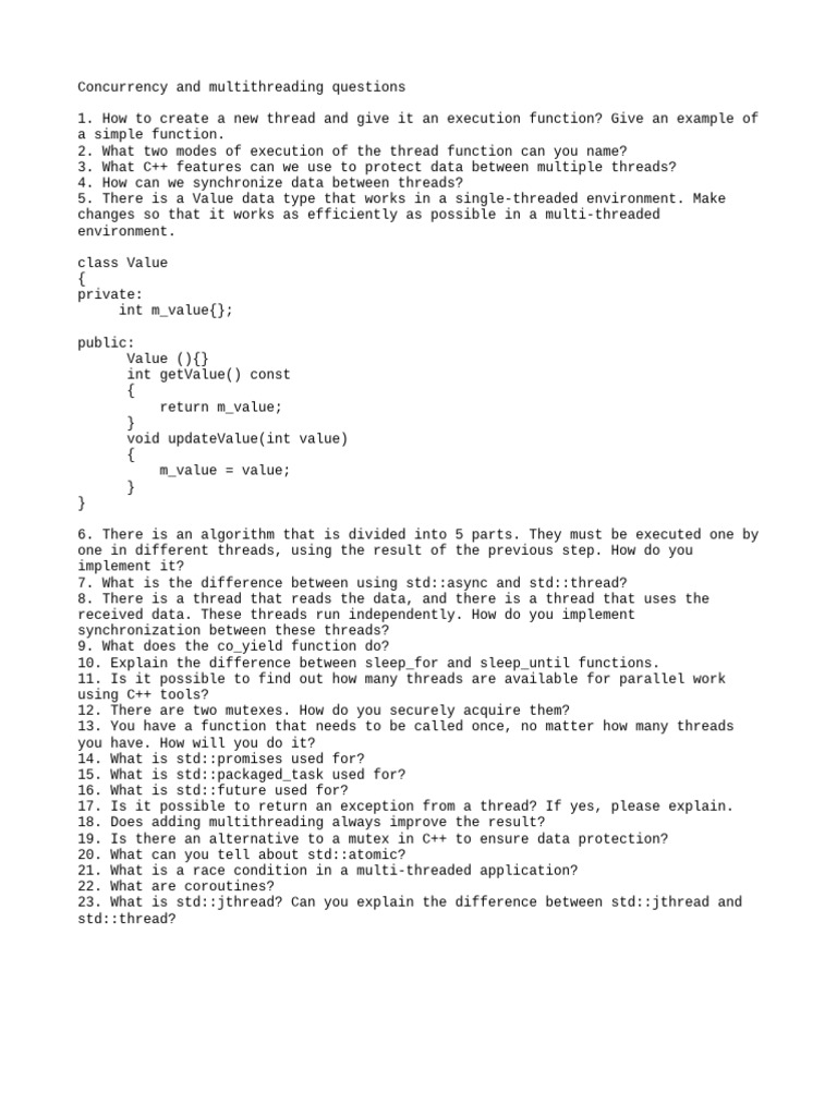 Concurrency and Multithreading Ques | PDF