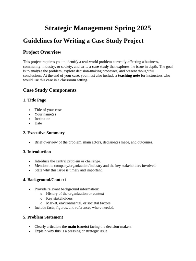 Case Study Project Guidelines 2025 | PDF | Decision Making | Swot Analysis