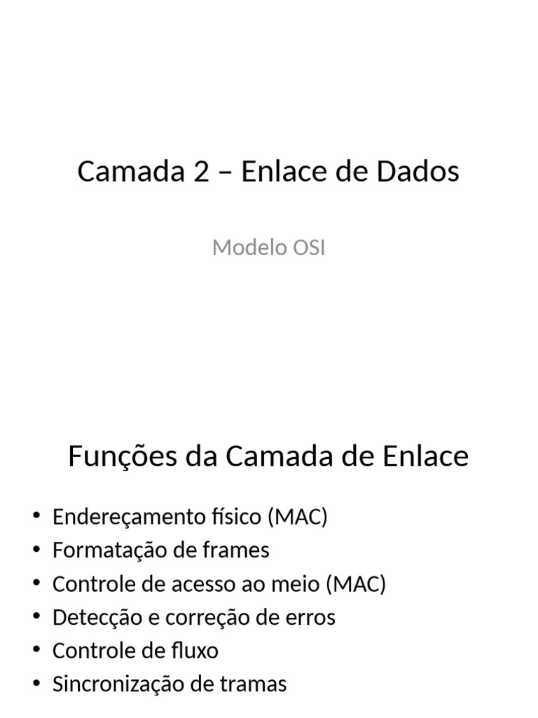 Camada 2 Enlace Modelo OSI | PDF