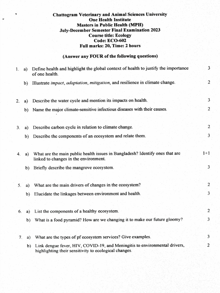 MPH Question | PDF