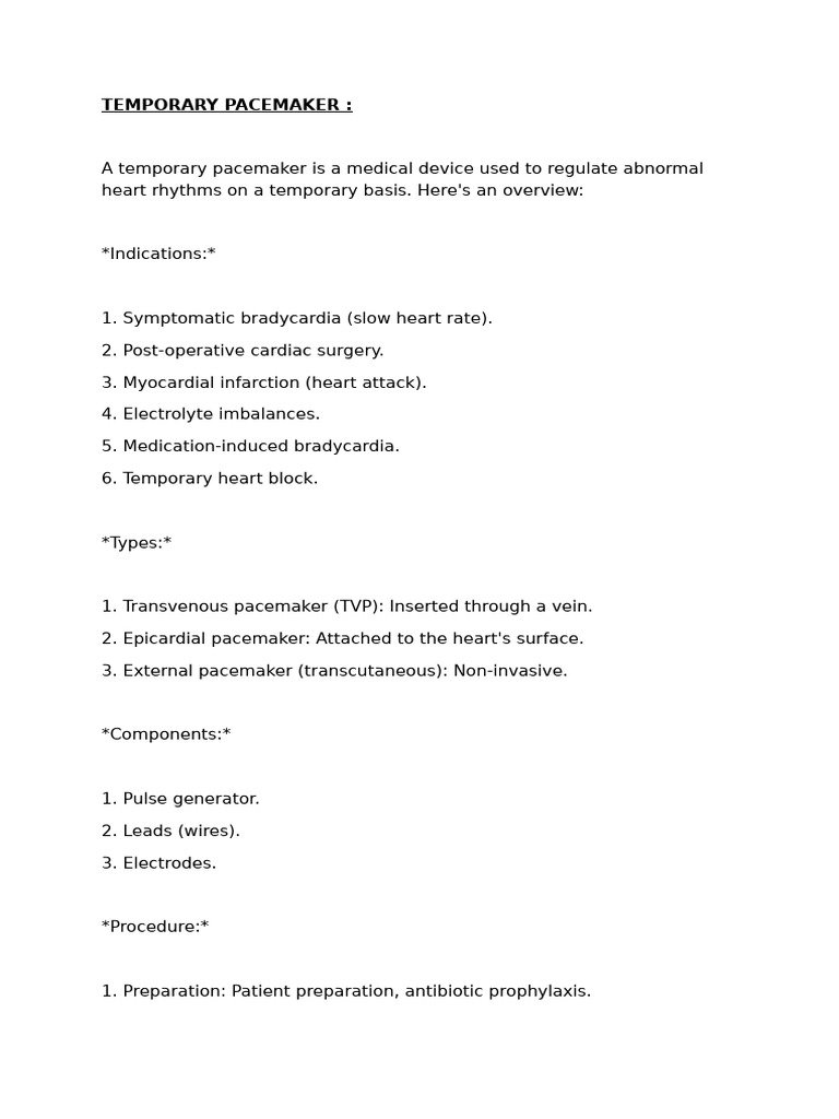 Temporary Pacemaker | PDF