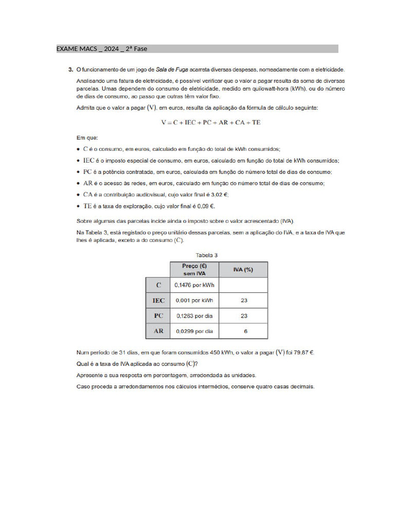 Exercícios Exame MACS - 1 | PDF