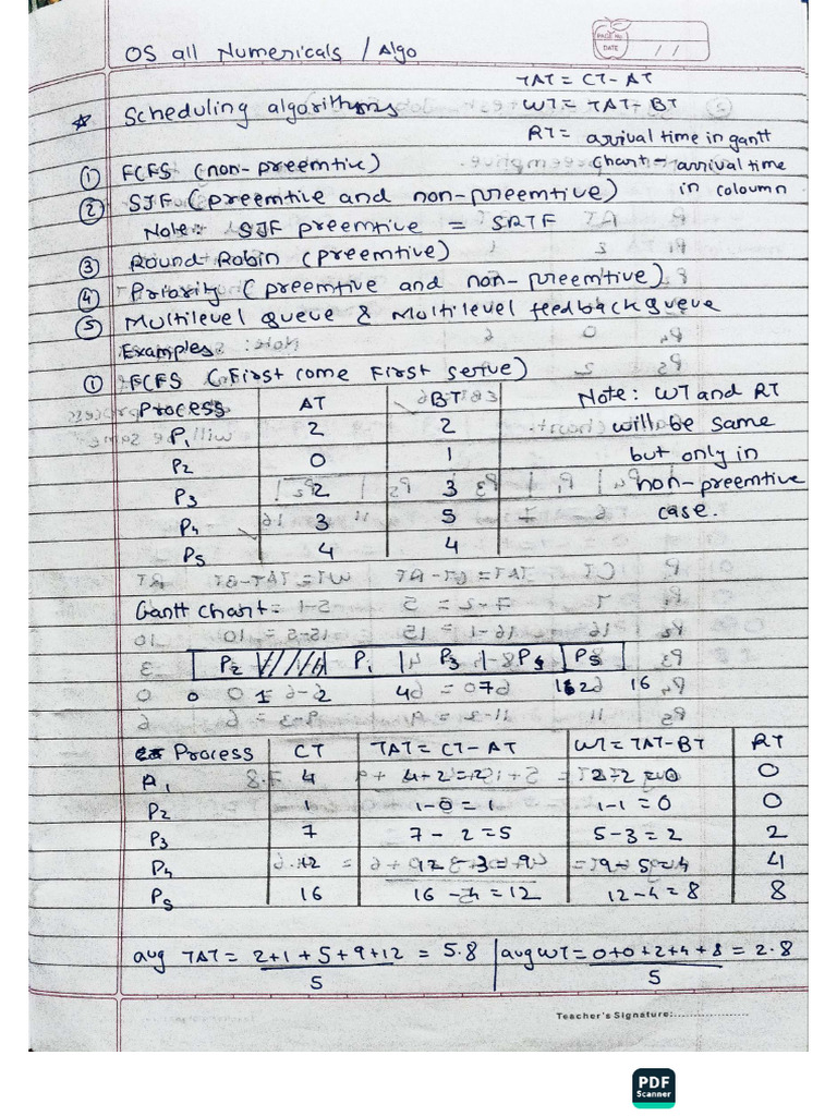 OS NUMERICALS & ALGORITHMS | PDF