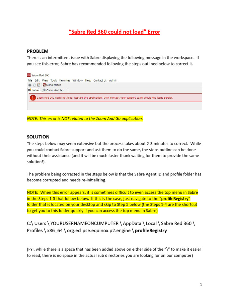 Sabre Error Loading FIX - 2024-06-15 | PDF | Graphical User Interfaces | Computing Platforms