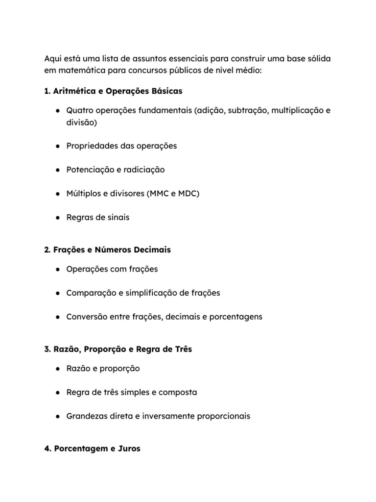 Matemática Essencial para Concursos Médios | PDF