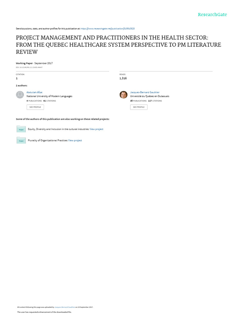 Project Management and Practitioners in The Health Sector | PDF ...