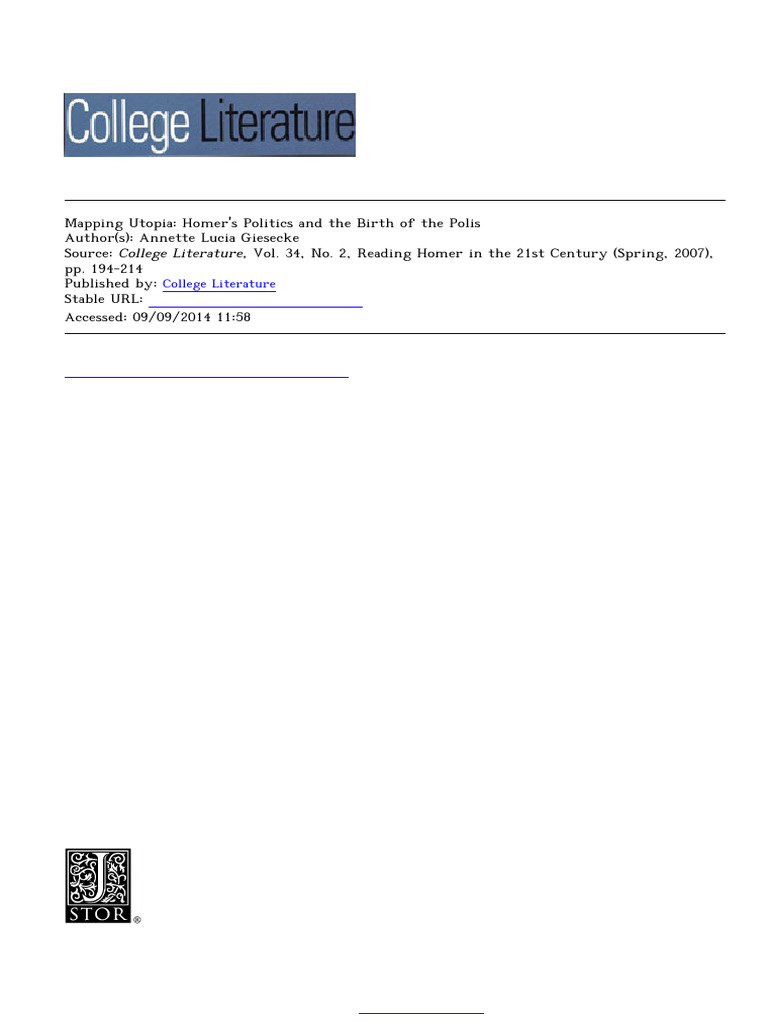 Homer's Politics and Utopian Ideals | PDF | Odyssey | Iliad
