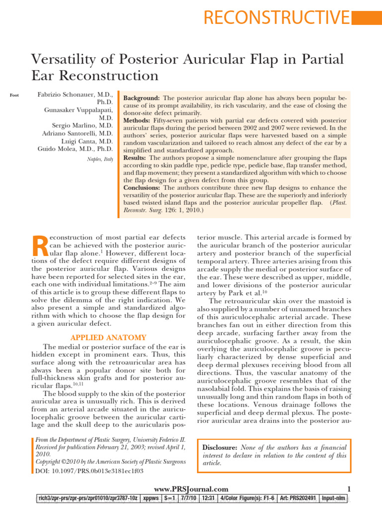 Posterior Auricular Flap Techniques | PDF | Ear | Anatomical Terms Of ...