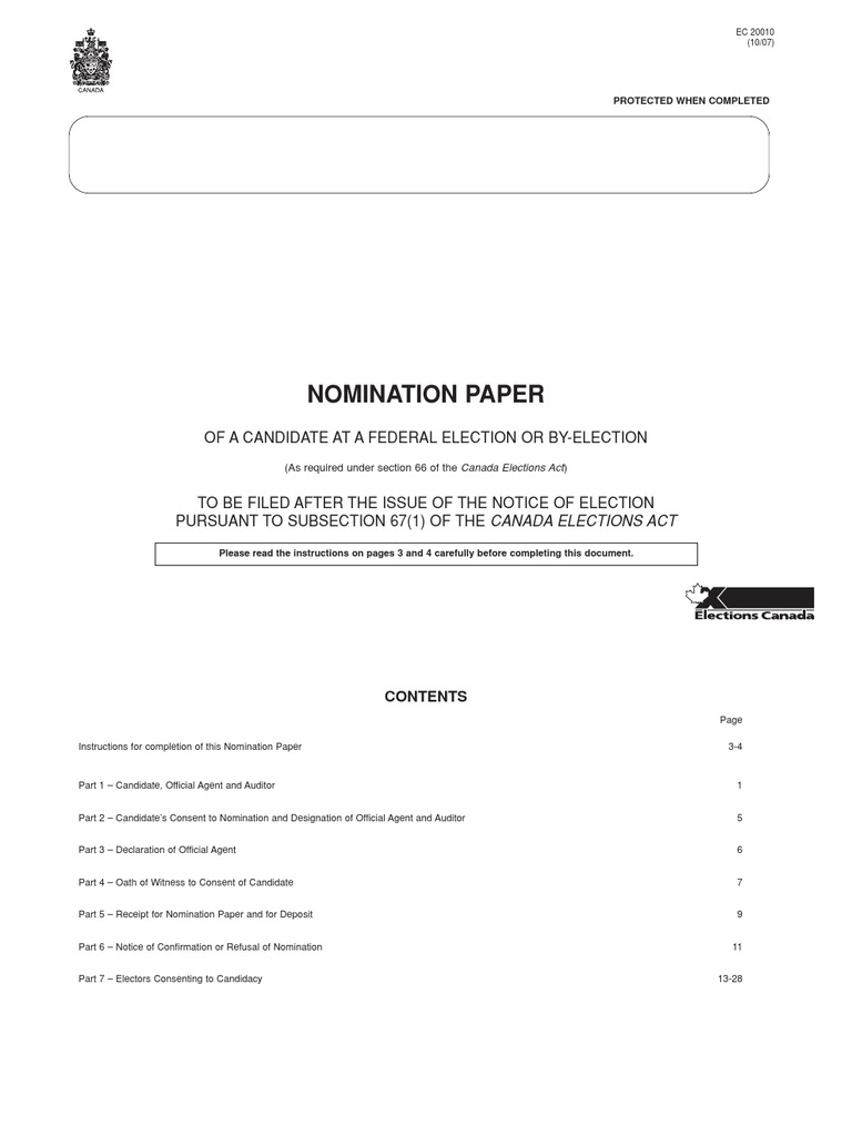 3-Ec20010 e Candidate Nomination Paper | PDF | Personally Identifiable ...