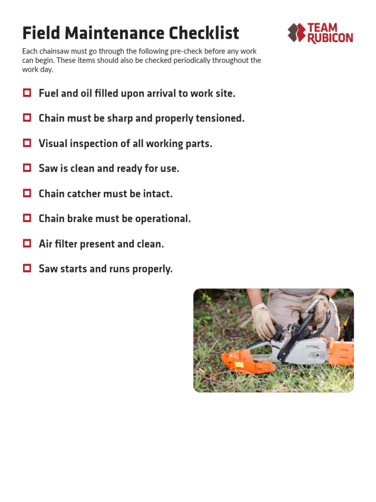 Field Maintenance Checklist | PDF