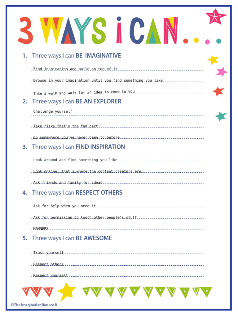 Three Ways I Can: 1. Be Imaginative | PDF