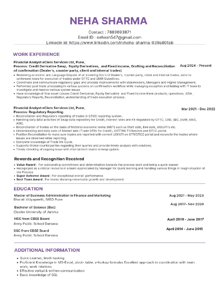 Sample CV | PDF