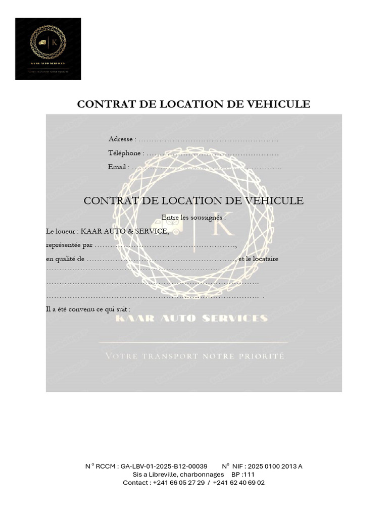 Contrat de Location de Véhicule | PDF