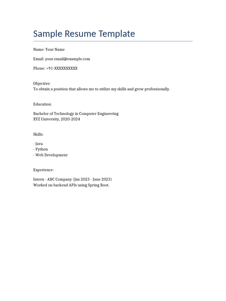 Sample Resume Template | PDF