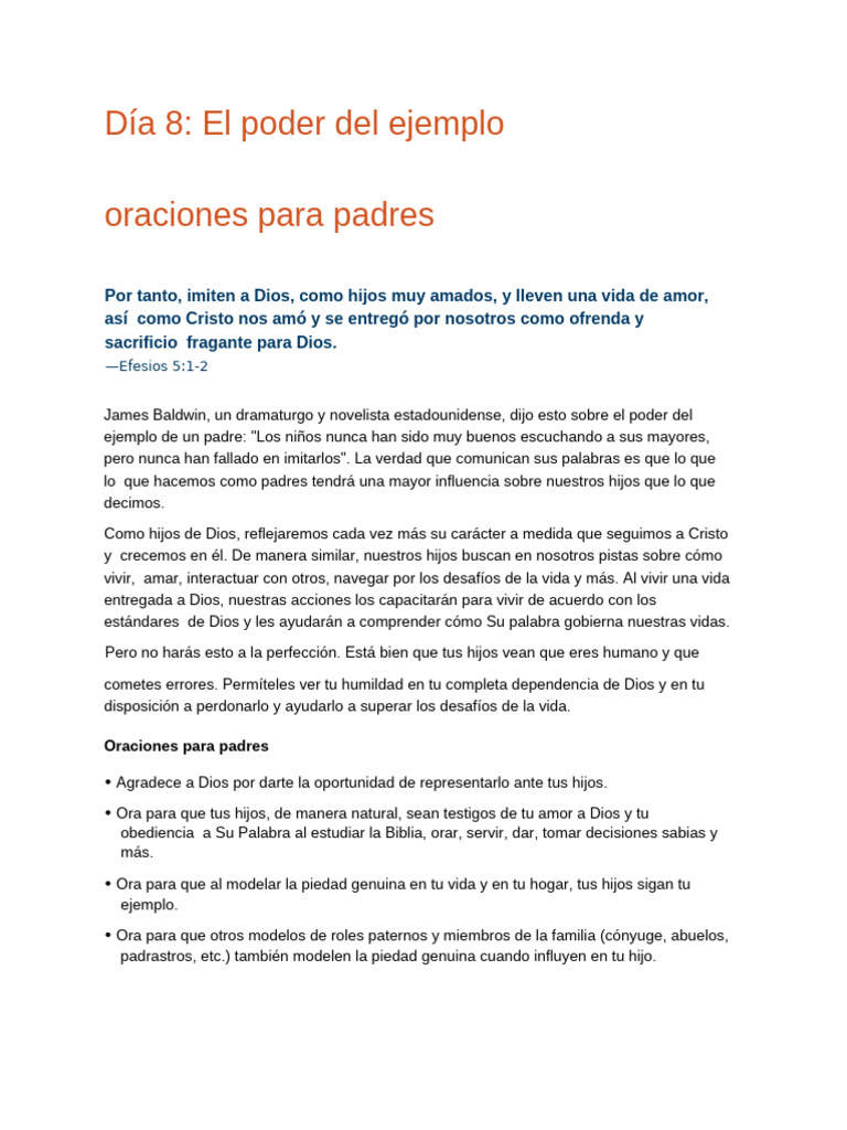 Día 8 Oraciones para Padres El Poder Del Ejemplo | PDF