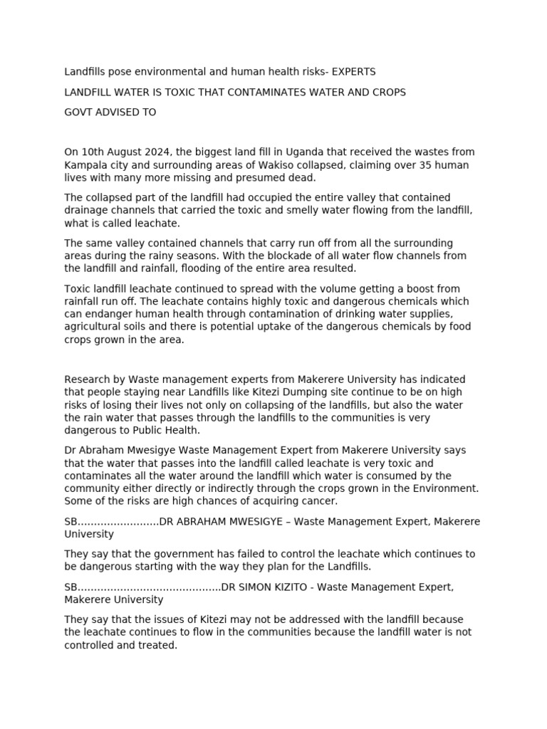 Research by Waste Management Experts From Makerere University Has ...