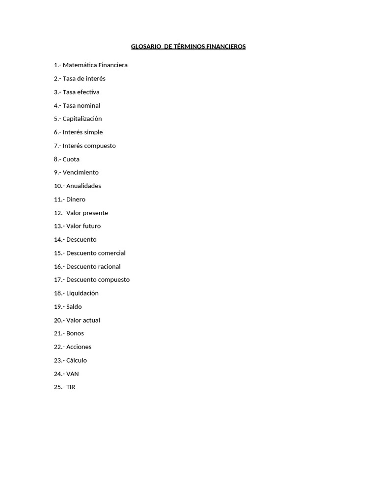 Glosario de Términos Financieros | PDF