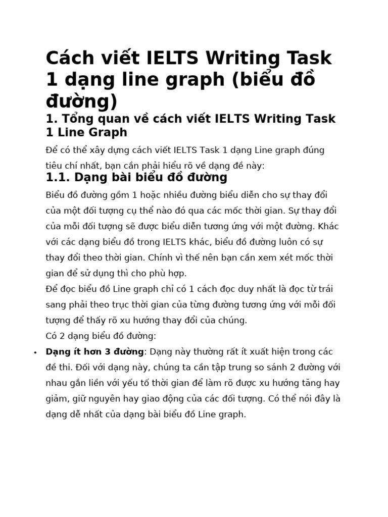 Cách viết IELTS Writing Task 1 dạng line graph | PDF
