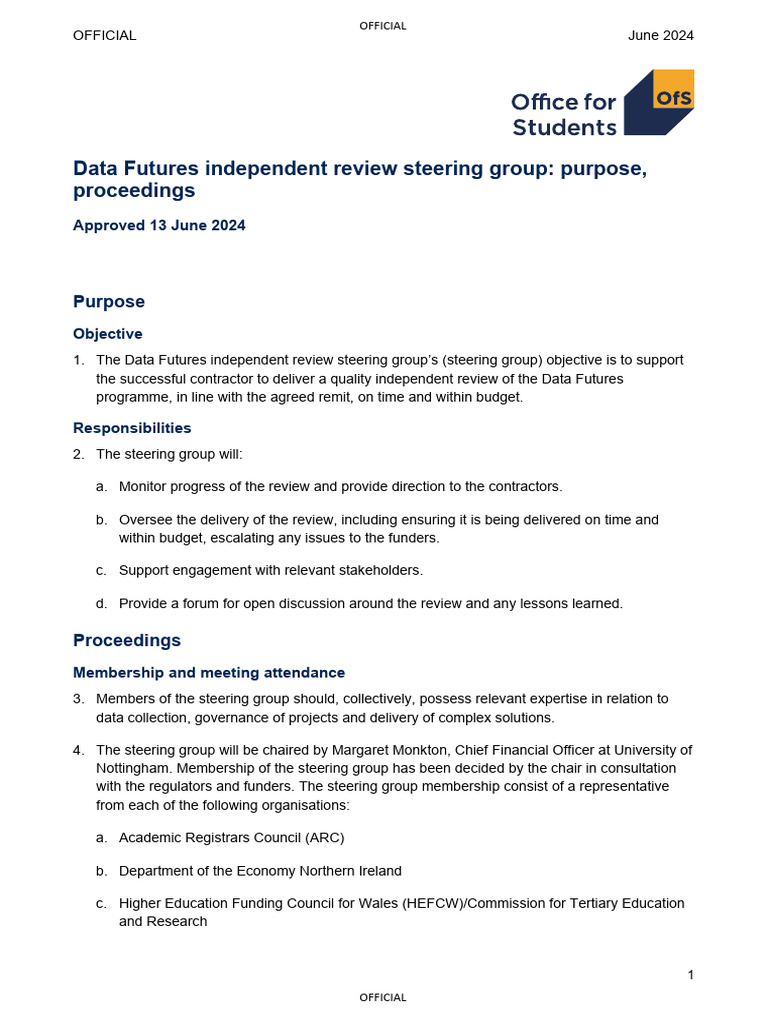Data Futures Independent Review Steering Group Terms of Reference June ...