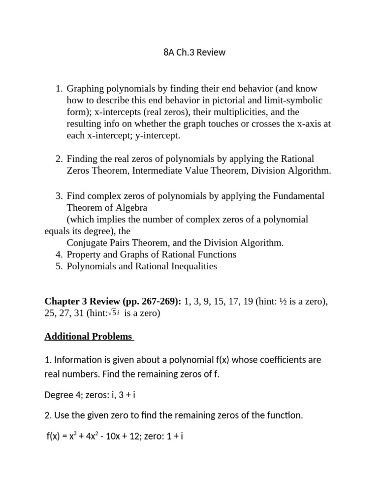 Ch. 3 Review | PDF