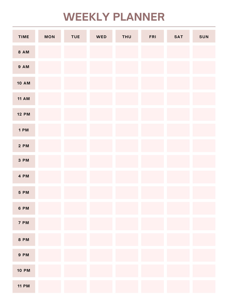 Pink & White Schedule Weekly Planner | PDF