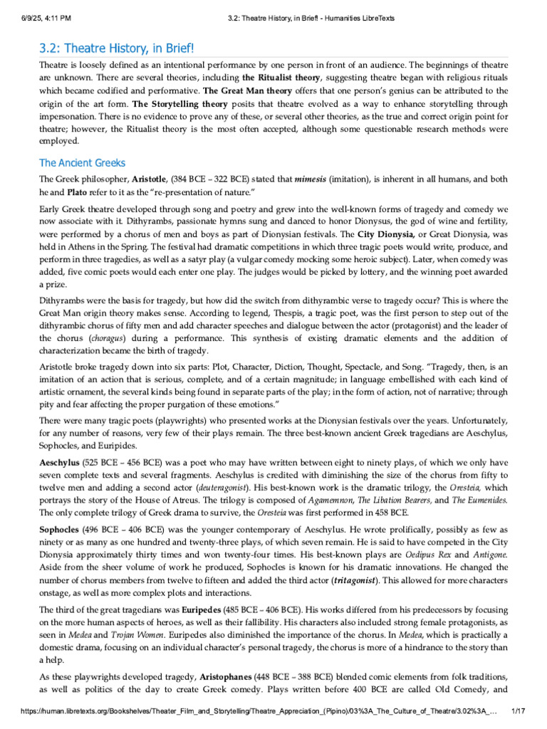 History of Theatre | PDF