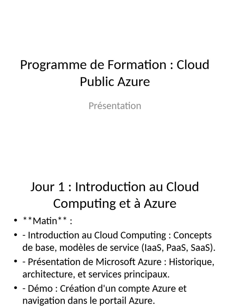 Azure Training Presentation | PDF | Cloud computing | Informatique