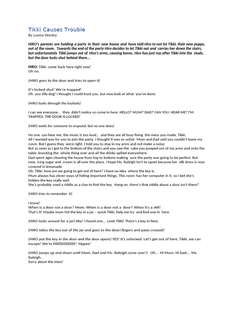 Hiro's Party Trouble with Tikki | PDF