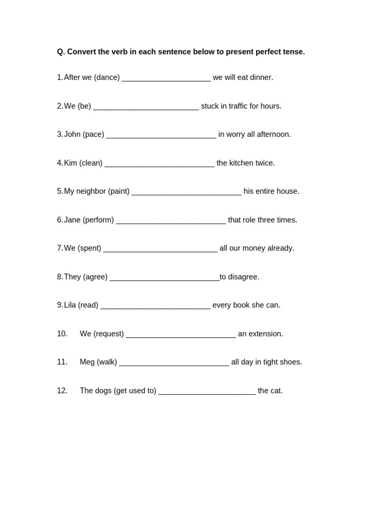 Present Perfect Tense Practice 2 | PDF