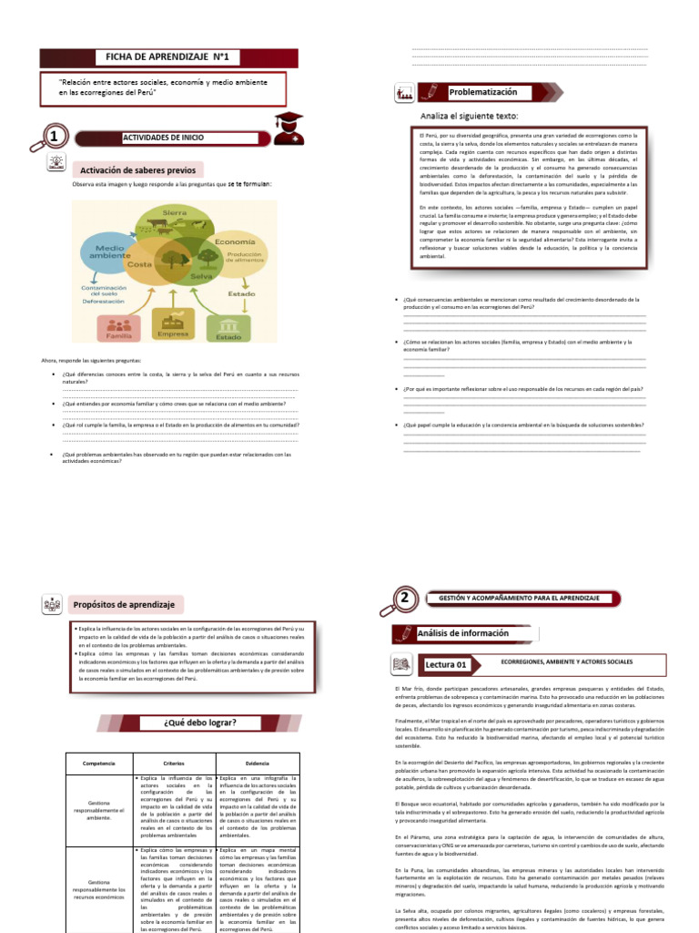 Ficha N°1 - 3° GRADO A,B - CCSS-LQC | PDF | Agricultura | Deforestación