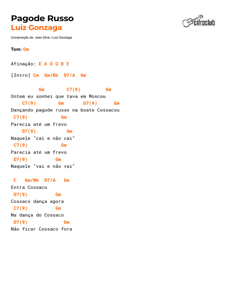 Pagode Russo GM Cifra | PDF