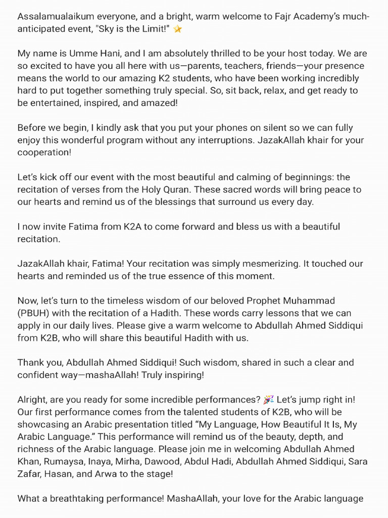 Script (Sky's The Limit) 2024 | PDF