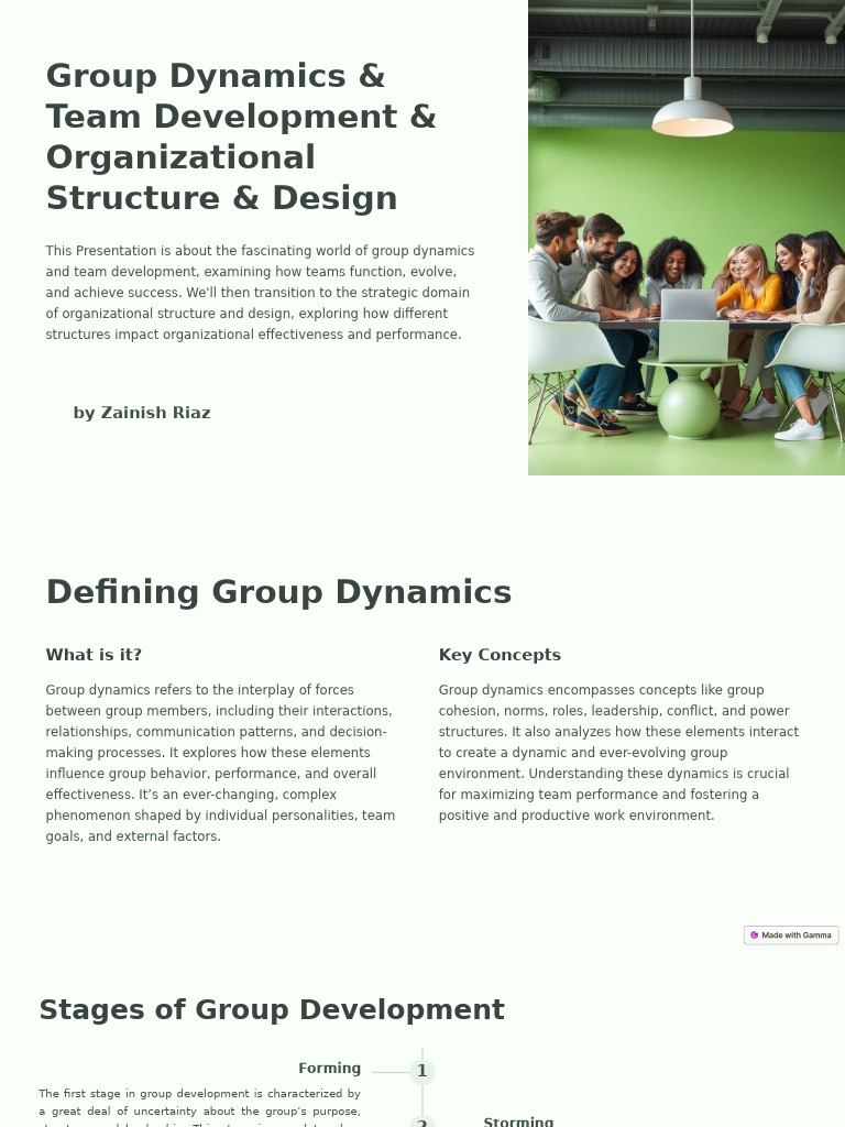 Group Dynamics and Team Development and Organizational Structure and ...