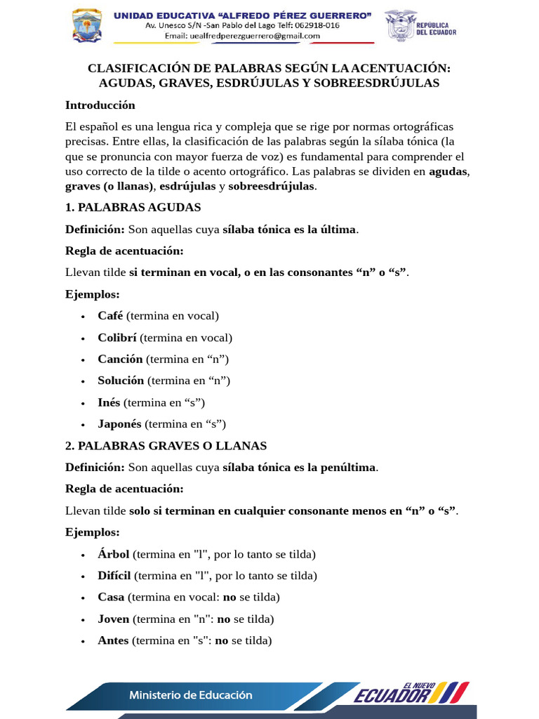 Clasificación_de_Palabras_Según_la_Acentuación[1] | PDF | Estrés ...