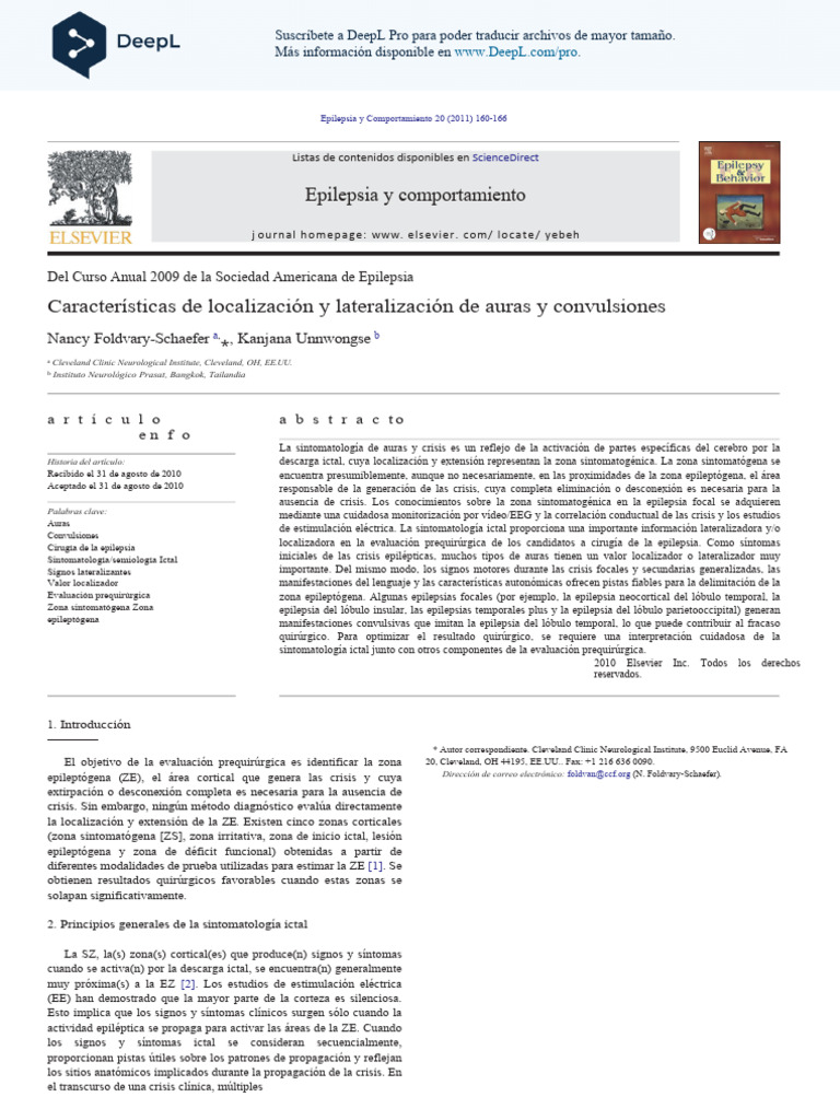 Localizing and Lateralizing Signs in Epilepsy (1) Es-ES | PDF | Lóbulo ...