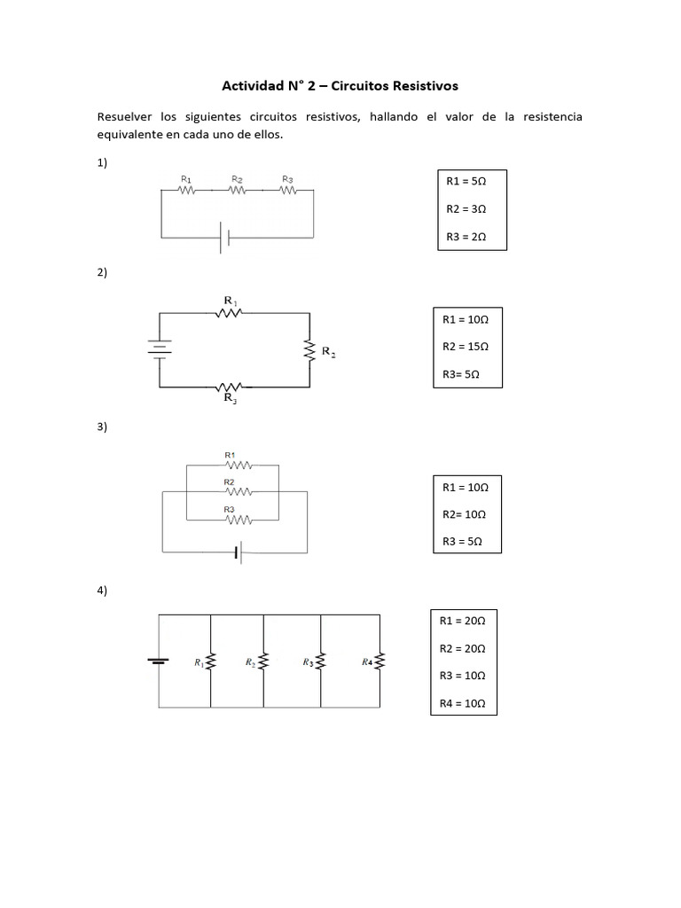 Circuitos CC Serie - Paralelo y Mixto (Actividades) | PDF