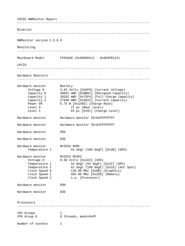 HWMonitor Report Overview | PDF | Computer Architecture | X86 Architecture