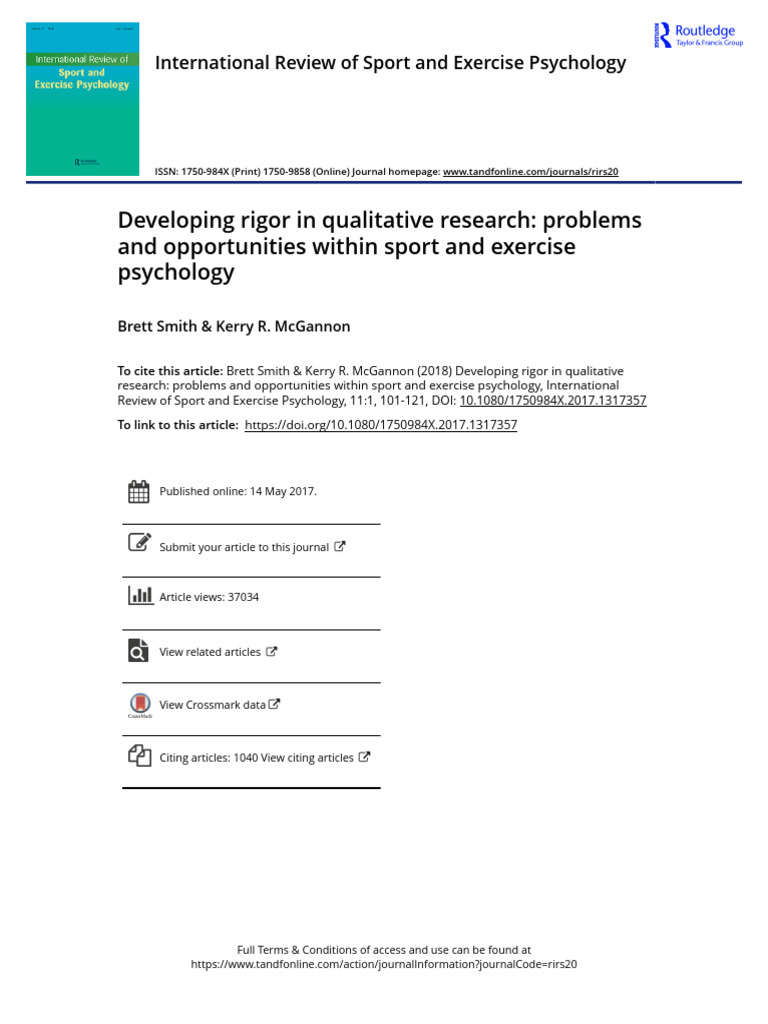 Developing Rigor in Qualitative Research Problems and Opportunities ...