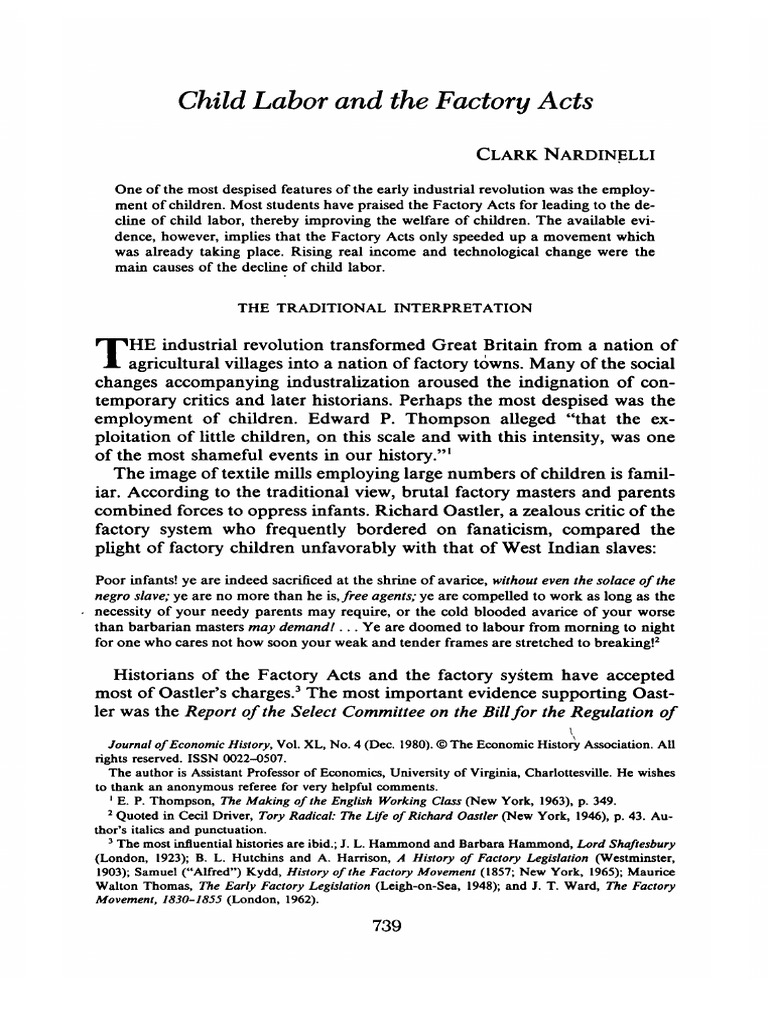 Child Labor Decline and Factory Acts | PDF | Labour Economics | Child ...