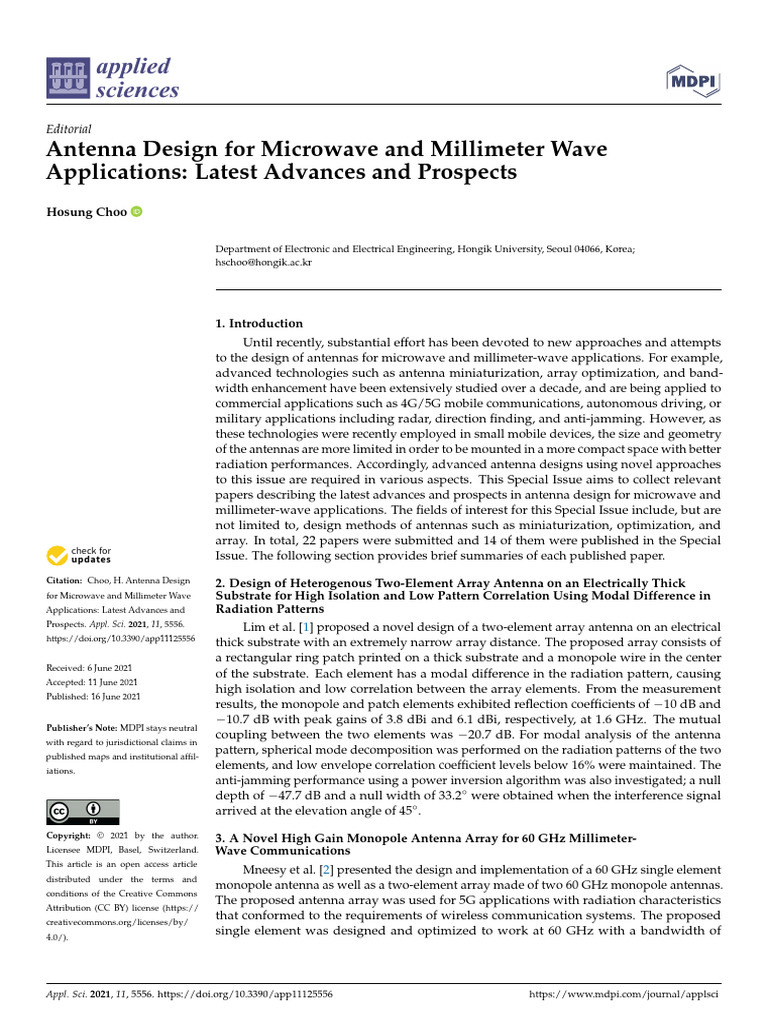 Antenna Design For Microwave and Millimeter Wave A | PDF | Antenna ...