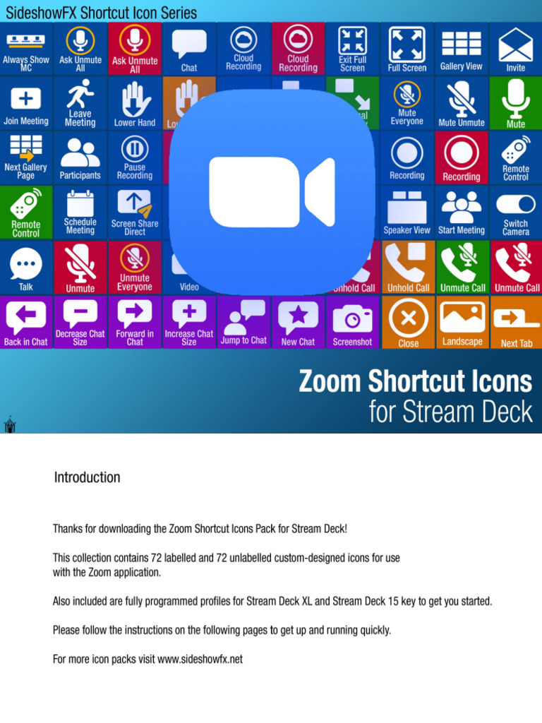 Zoom Shortcut Icons Stream Deck V1.1 | PDF