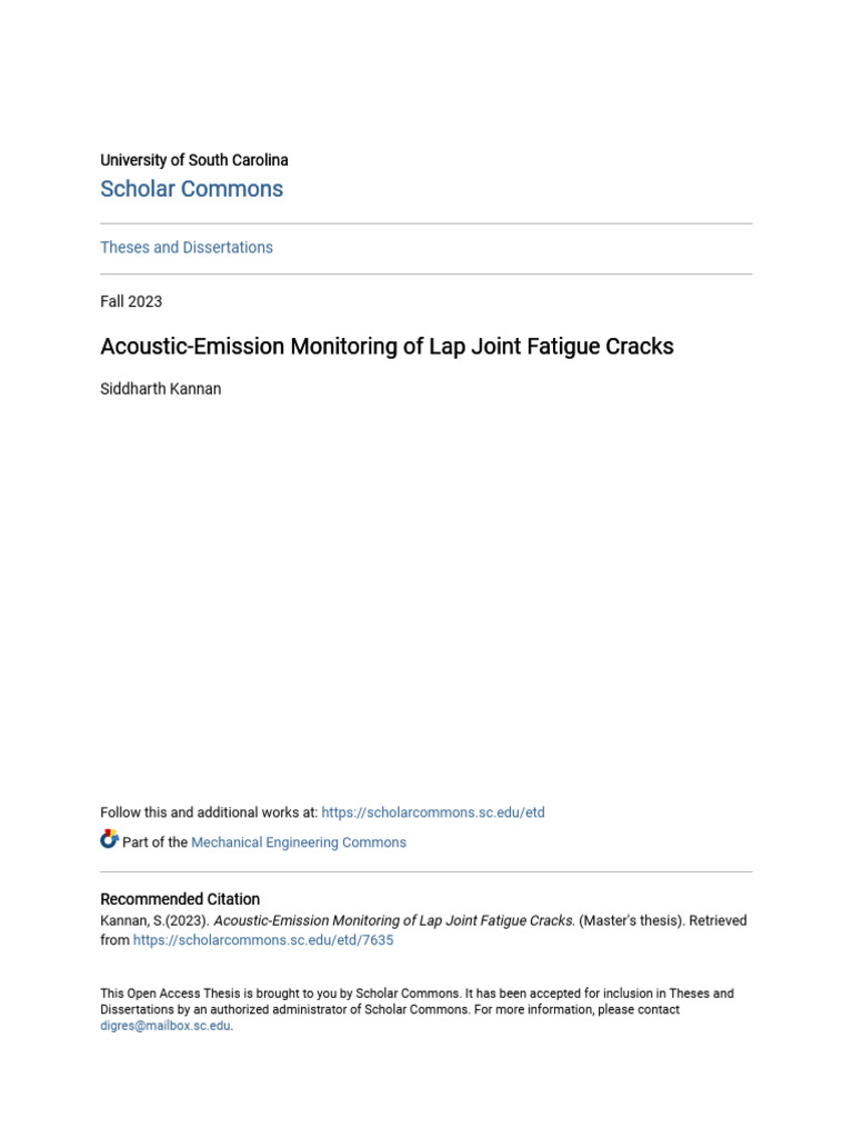 Acoustic-Emission Monitoring of Lap Joint Fatigue Cracks | PDF ...