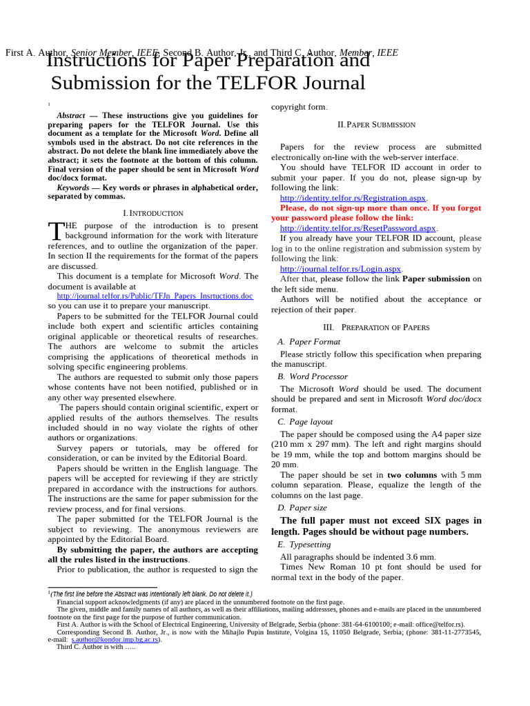 TFJN Papers Instructions | PDF | Microsoft Word | Note (Typography)