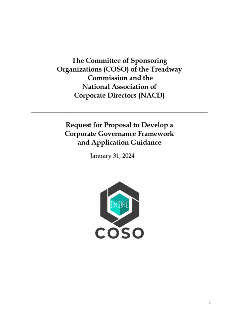 COSO Corporate Governance Framework RFP (01 - 2024) | PDF | Governance ...