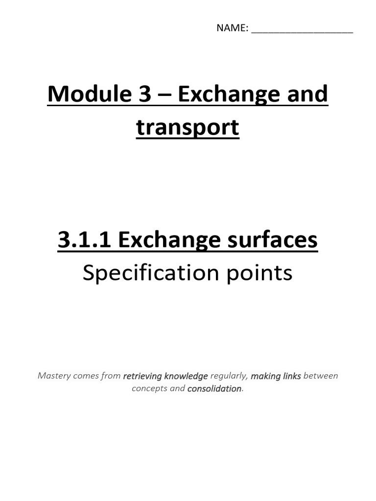 AS-3.1.1-Exchange Surfaces | PDF | Gill | Breathing