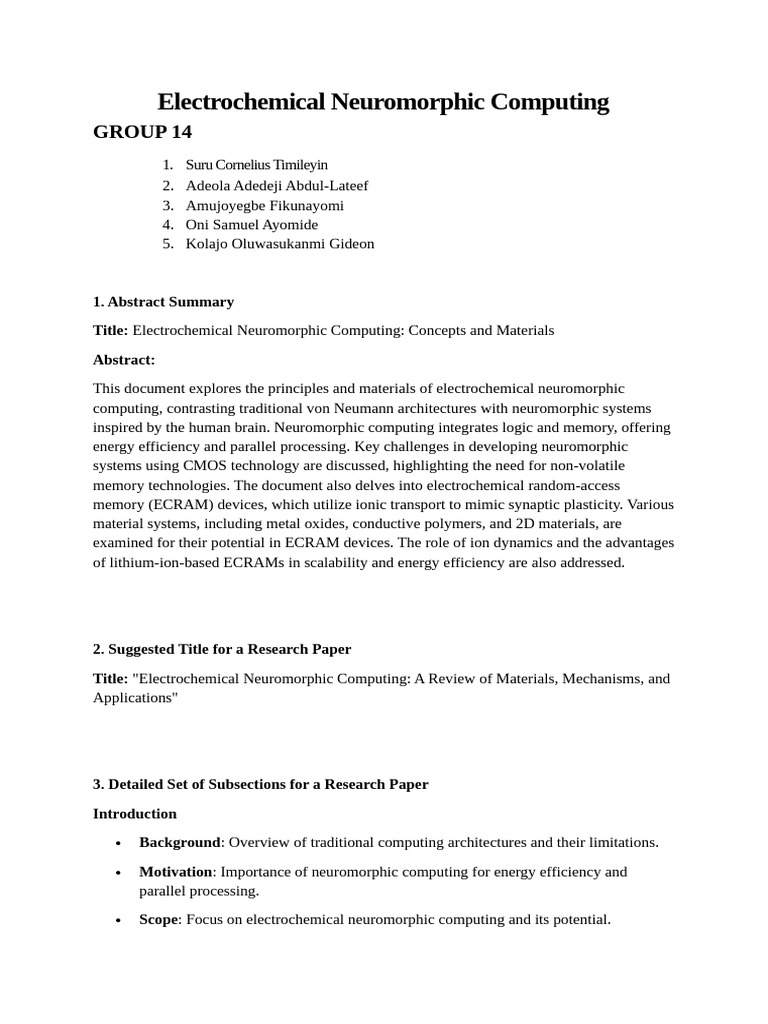 Electrochemical Neuromorphic Computin1 | PDF | Computing | Physical Sciences