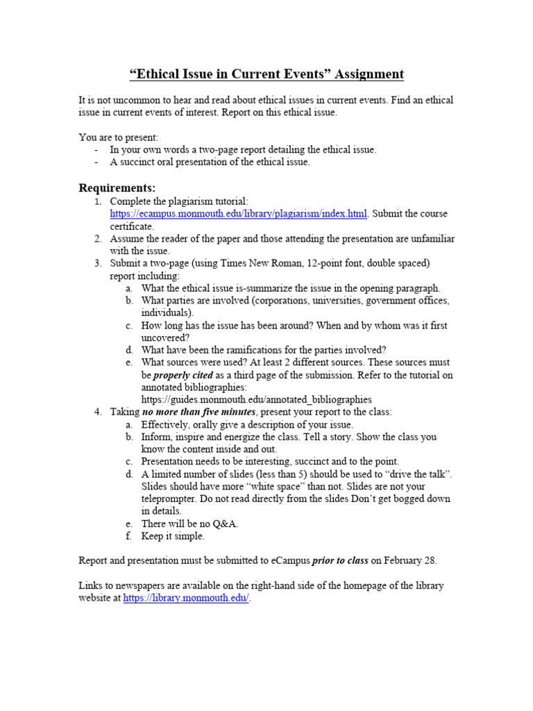Assignment 2 - Ethical Issue in Current Events | PDF
