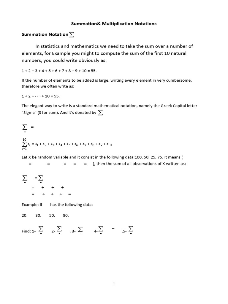 Summation & Multiplication? | PDF | Summation | Mathematical Notation