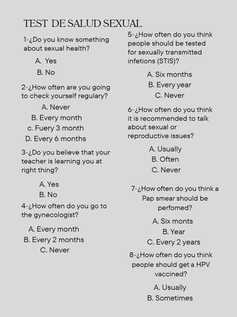 Sexual Health Knowledge Assessment Test | PDF | Sexually Transmitted ...